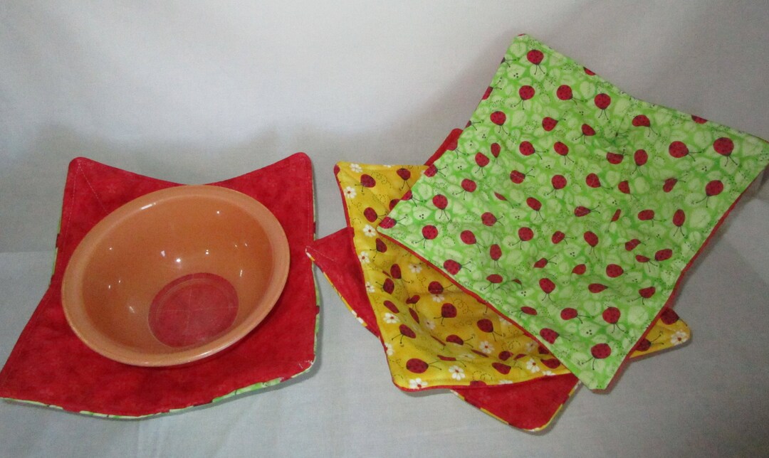 Bowl Cozy Soup Bowl Cozy Pot Holder Fabric Bowl Cozy Microwavable Bowl ...