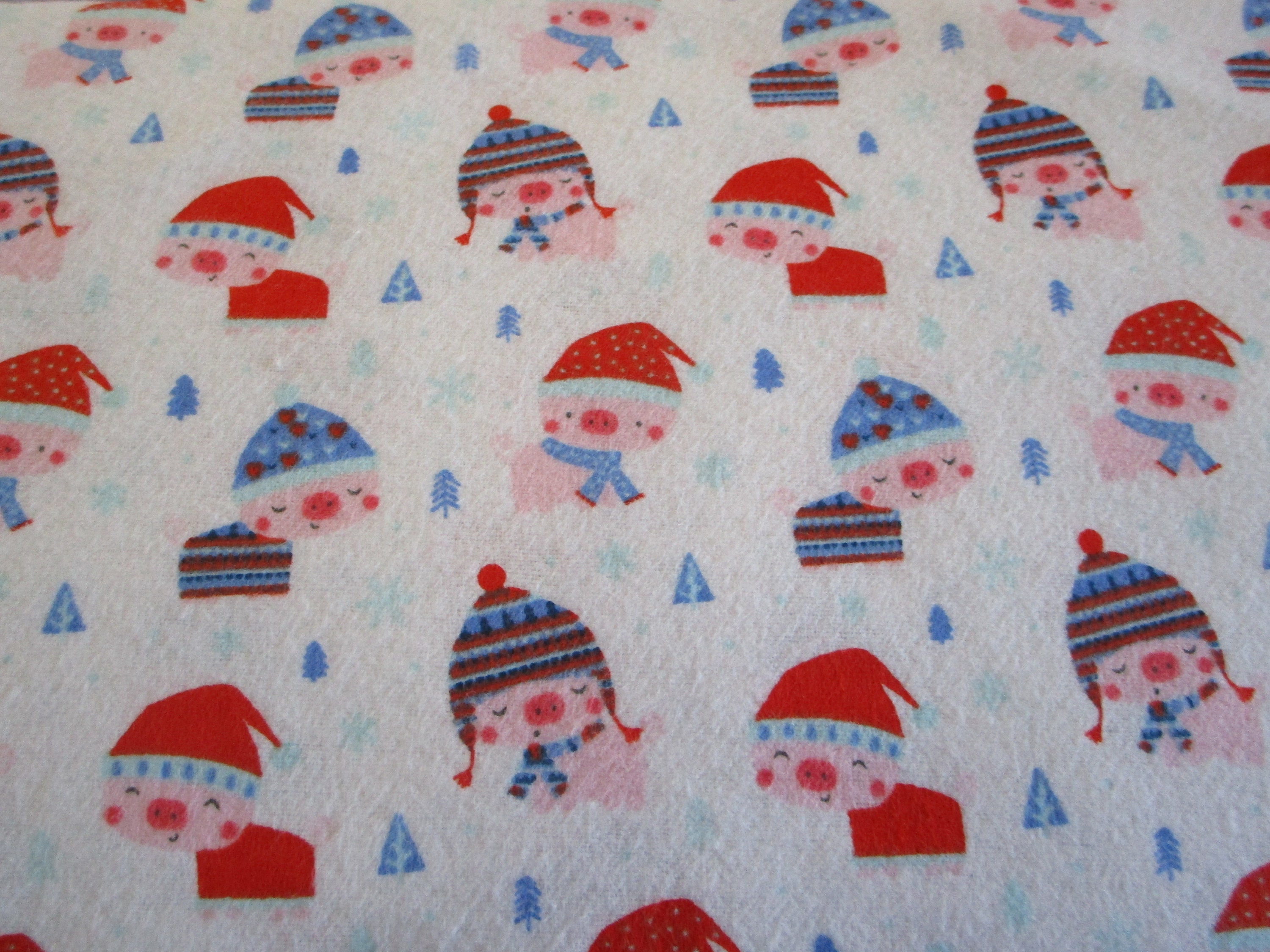 Cotton Flannel Fabric-Cozy Little Pigs in White by Camelot | Etsy