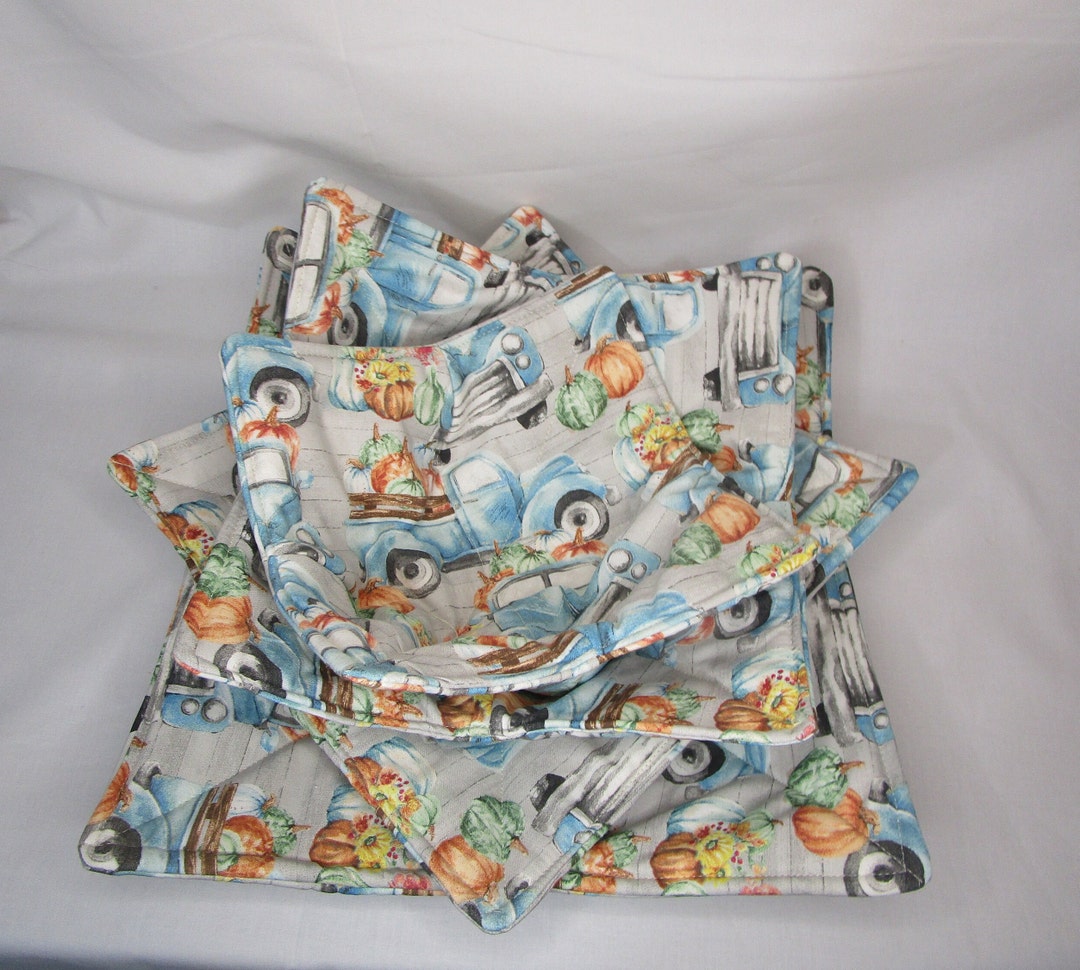 Microwavable Bowl Cozy Plate Cozy Set of 4 Harvest Blue - Etsy