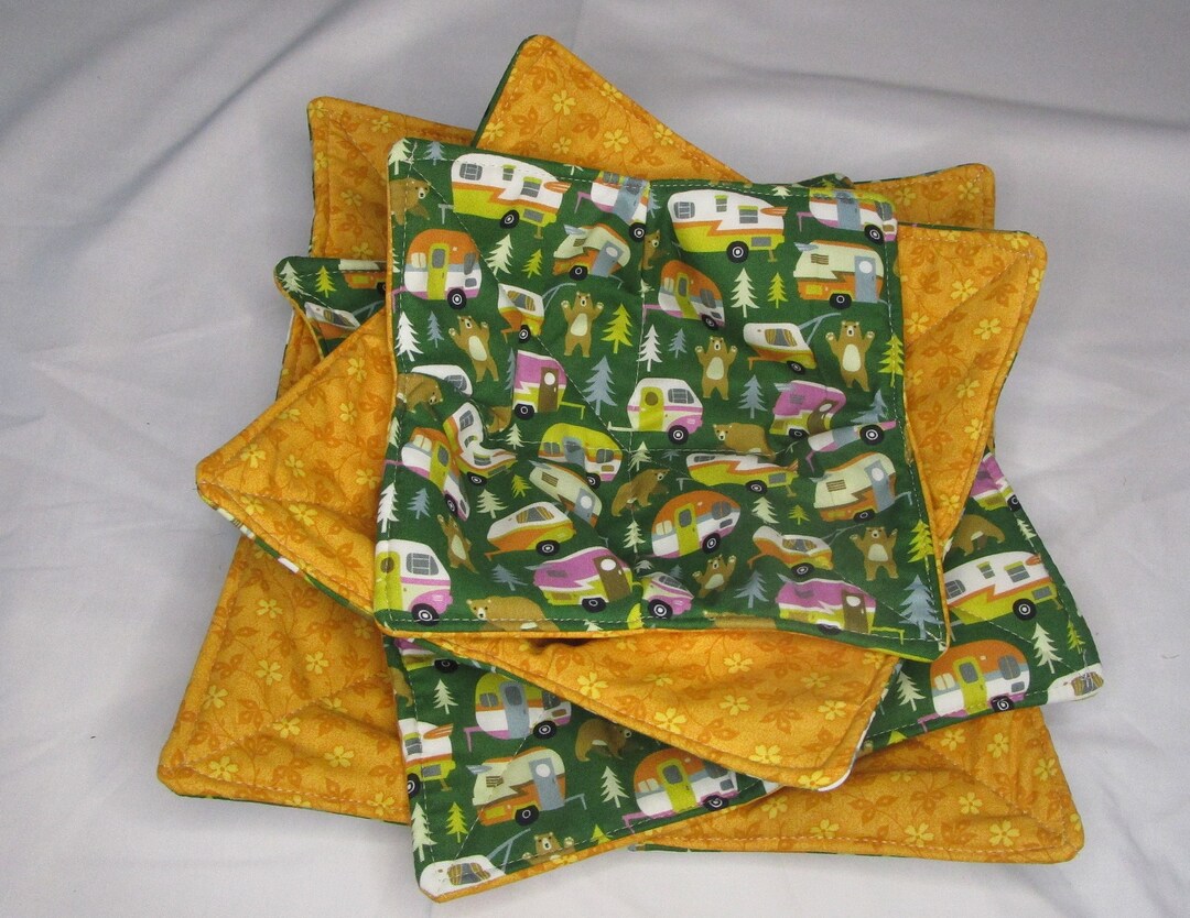 Microwavable Bowl Cozy Plate Cozy Set of 4 Camper RV Design Bowl Cozies ...