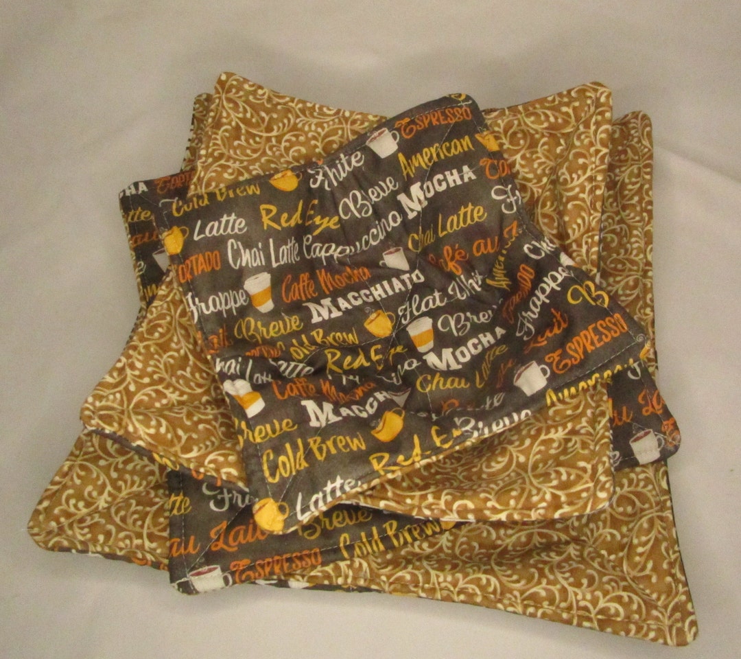 Microwavable Bowl Cozy Plate Cozy Set of 4 Coffee Word Theme Bowl ...