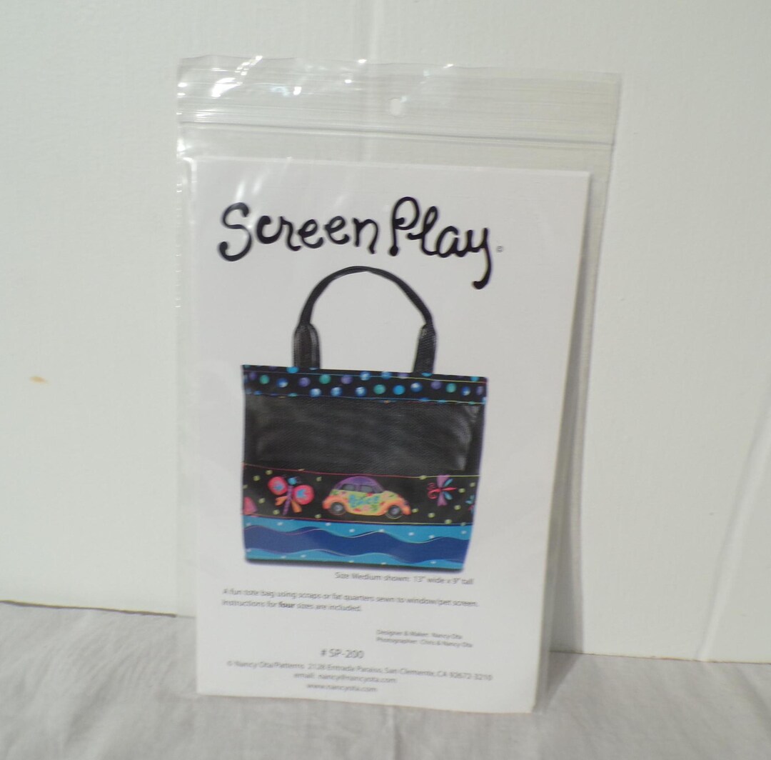 Screen Play Tote Bag Pattern by Nancy Ota Sewing Pattern - Etsy