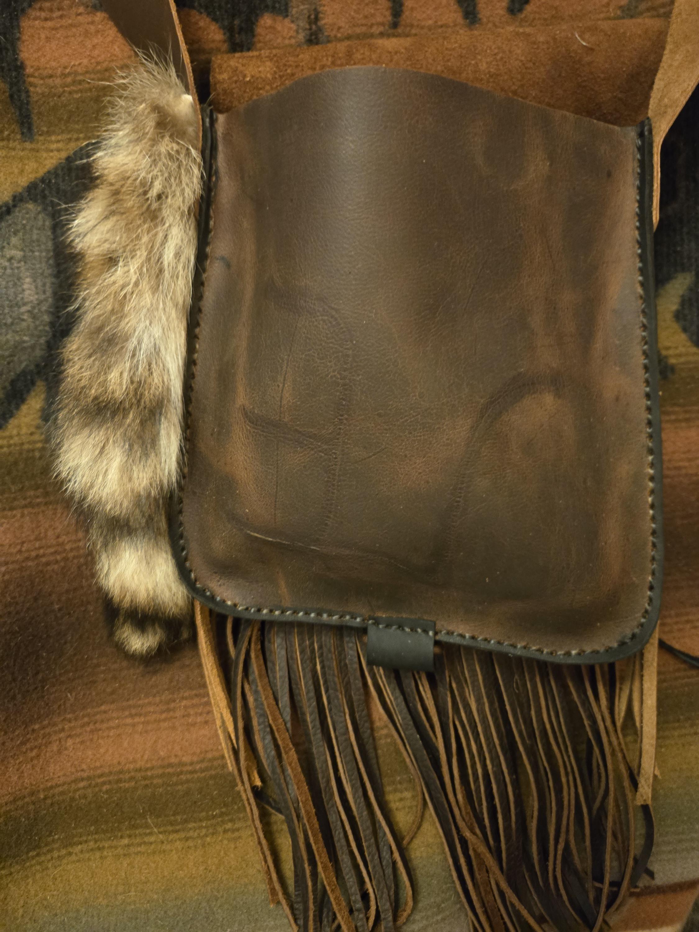 Mountain Man Beaver Tail Fringed Possibles Bag W/ Moose Tooth & Raccoon ...