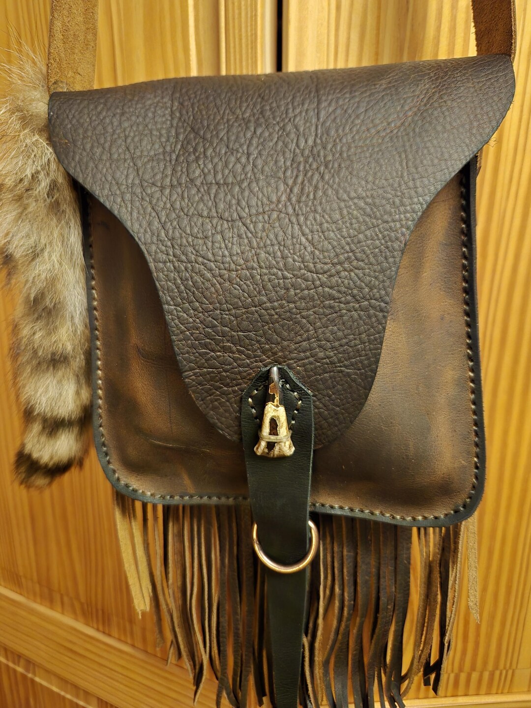Mountain Man Beaver Tail Fringed Possibles Bag W/ Moose Tooth & Raccoon ...