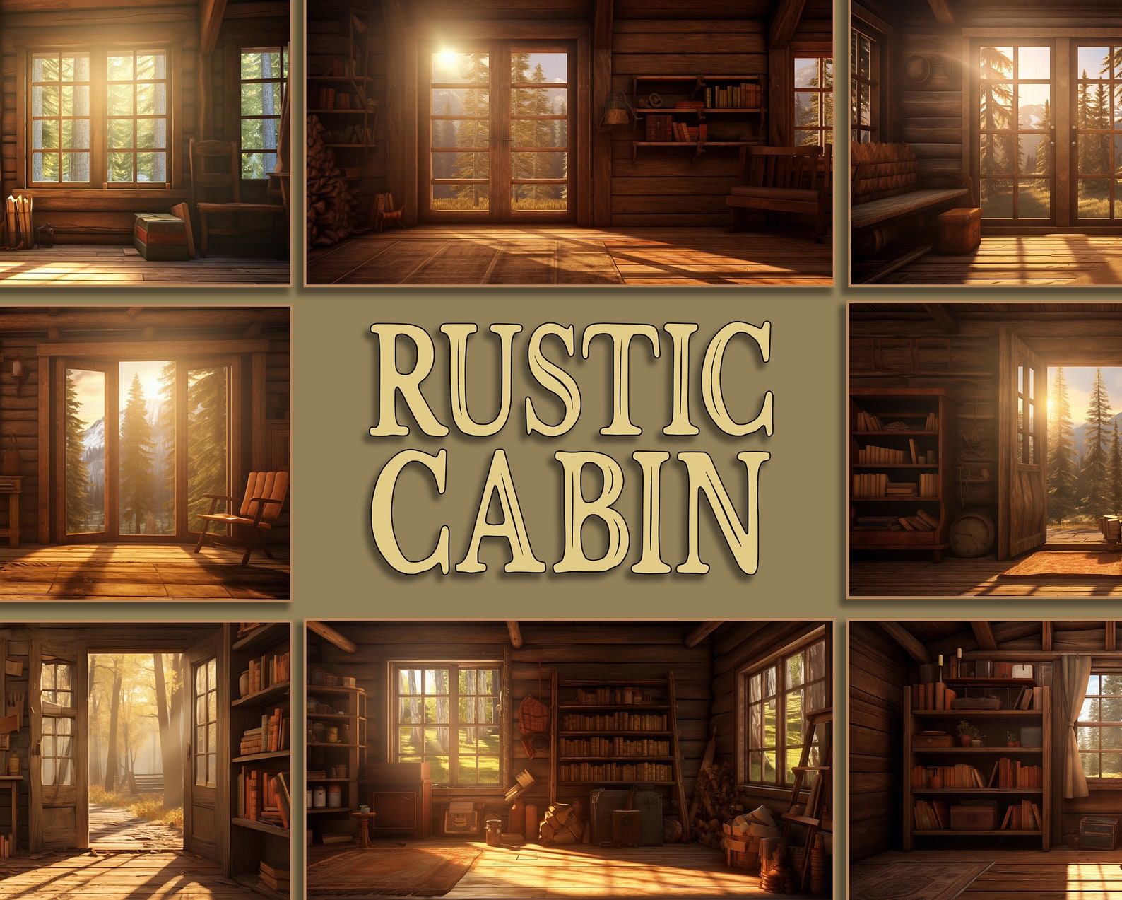 8 Rustic Cabins Backgrounds | Zoom Background Office | Zoom Background ...