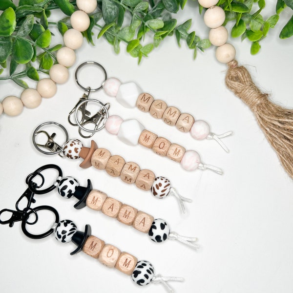 Mama Beaded Keychain - Etsy