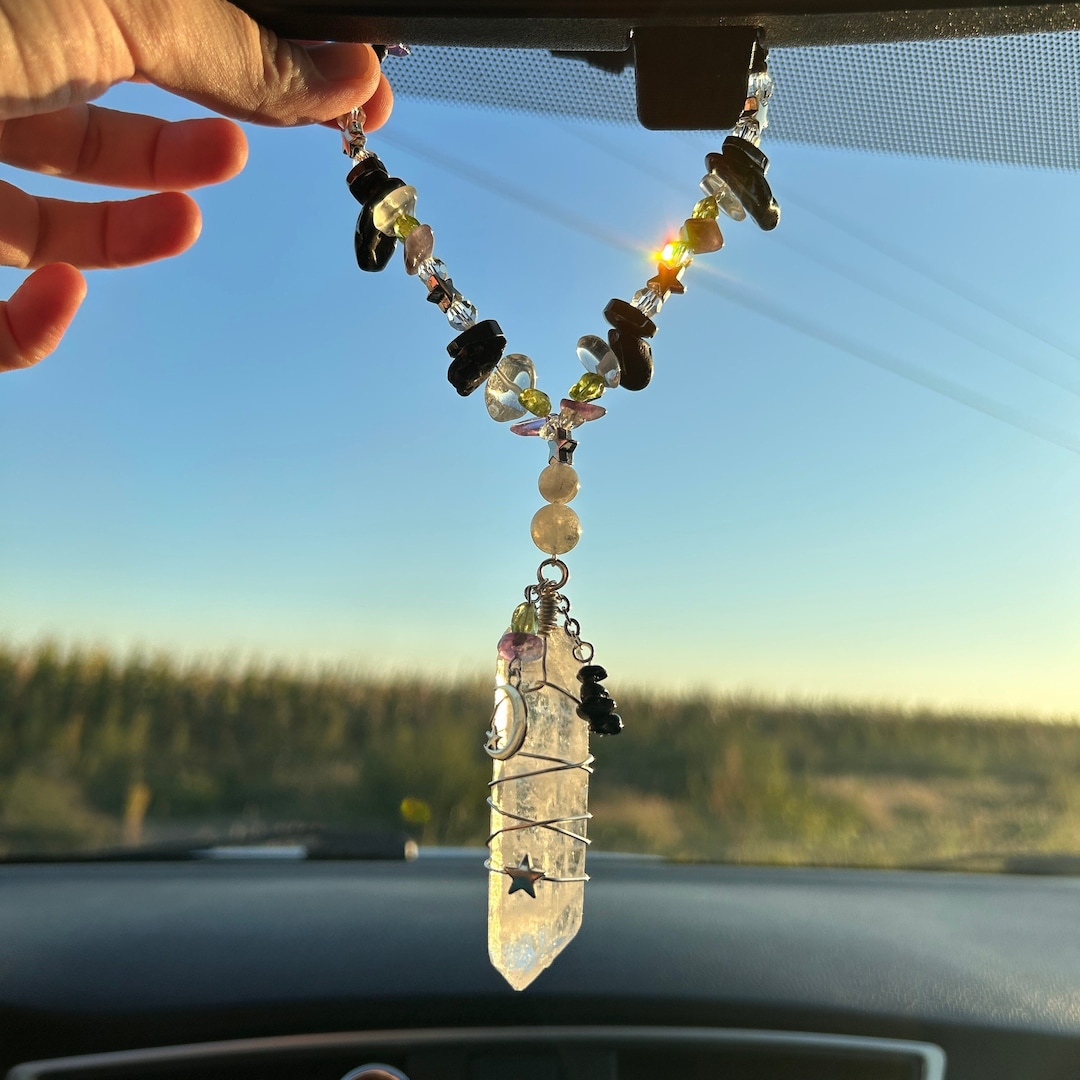 Cosmic Healing Intention Crystal Car Charm - Meteorite Tektite ...