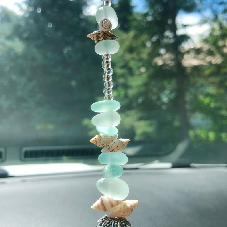 Sea Glass and Seashell Suncatcher for Car - Etsy