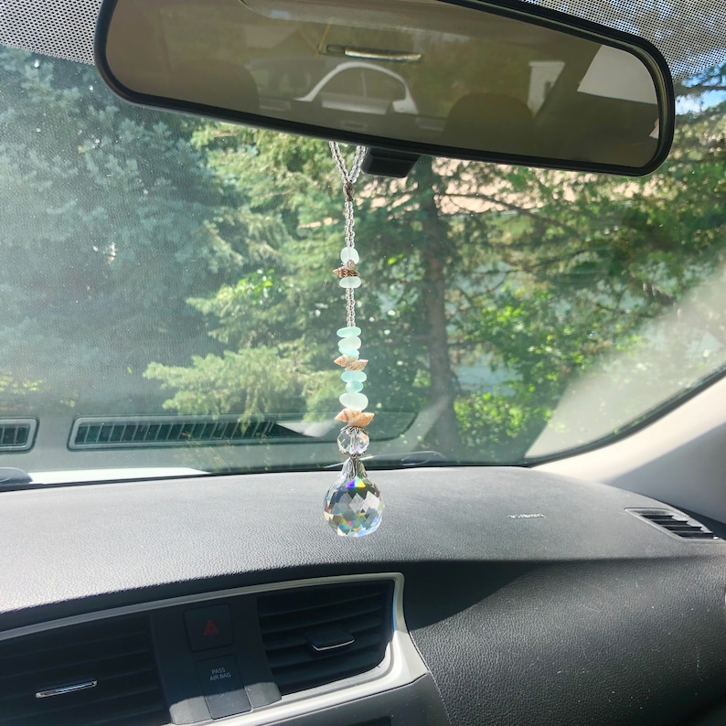 Sea Glass and Seashell Suncatcher for Car | Etsy