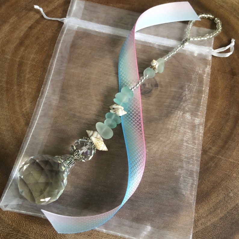 Sea Glass and Seashell Suncatcher for Car - Etsy