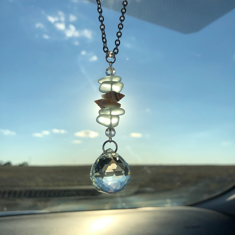 Seashell and Sea Glass Car Charm - Car Suncatcher - Etsy