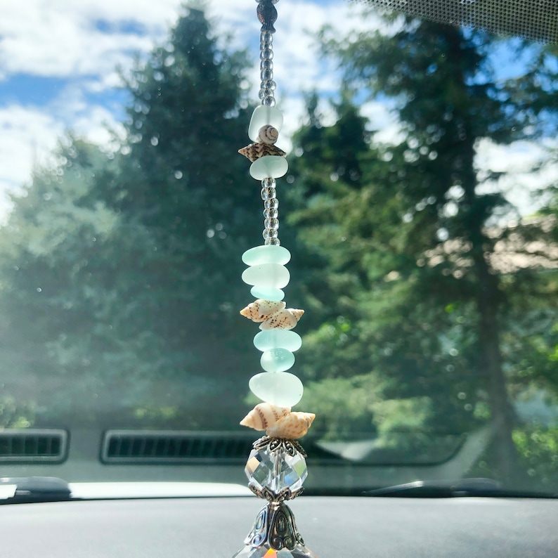 Sea Glass and Seashell Suncatcher for Car - Etsy