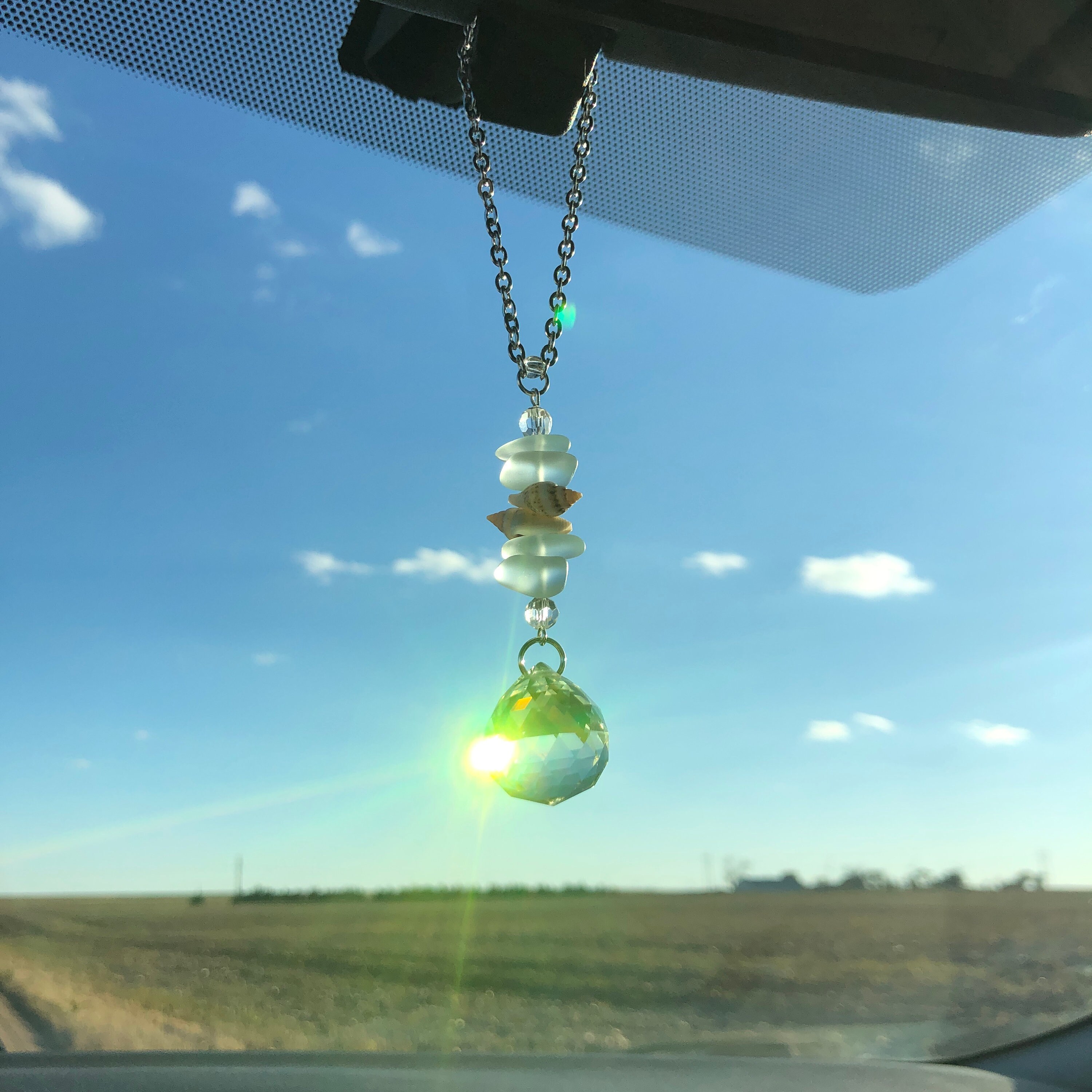 Seashell and Sea Glass Car Charm - Car Suncatcher - Etsy