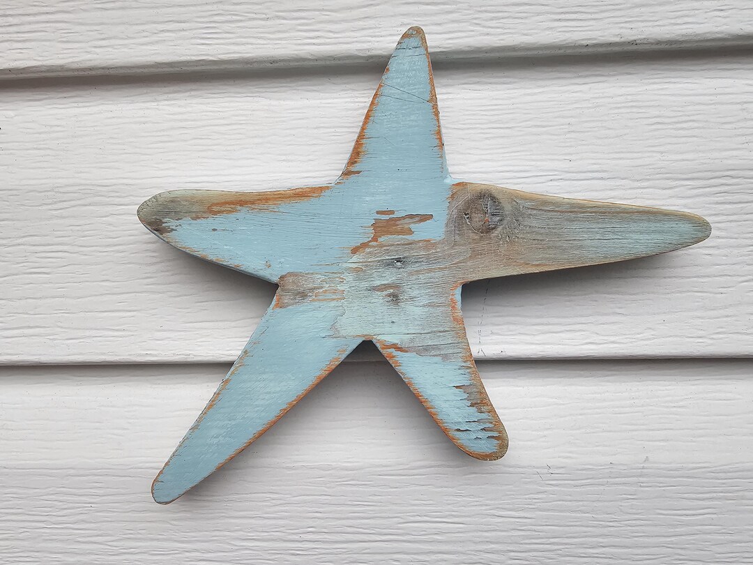 Distressed Wood Starfish Sign Small Wall Art Starfish Sign Beach ...