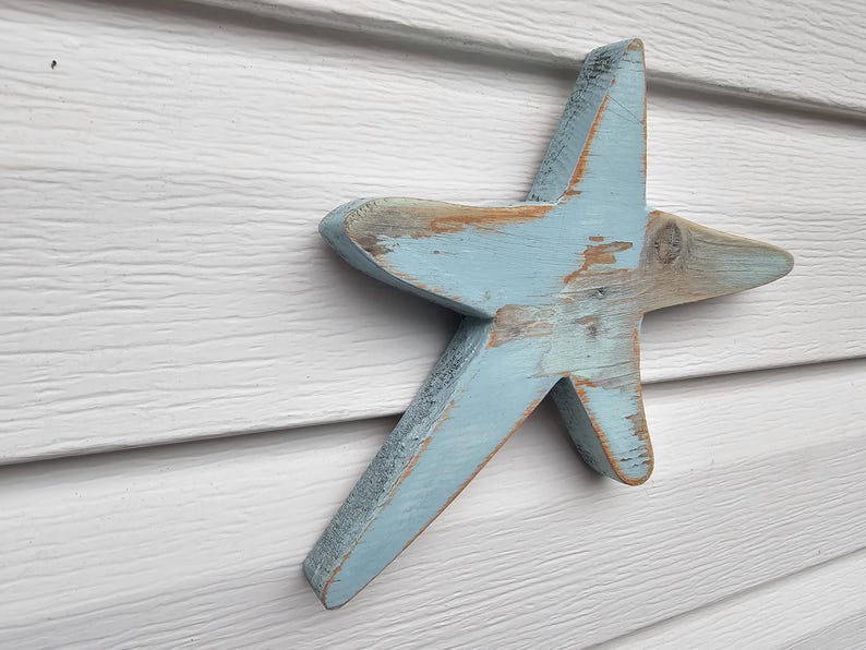 Distressed Wood Starfish Sign Small Wall Art Starfish Sign Beach ...