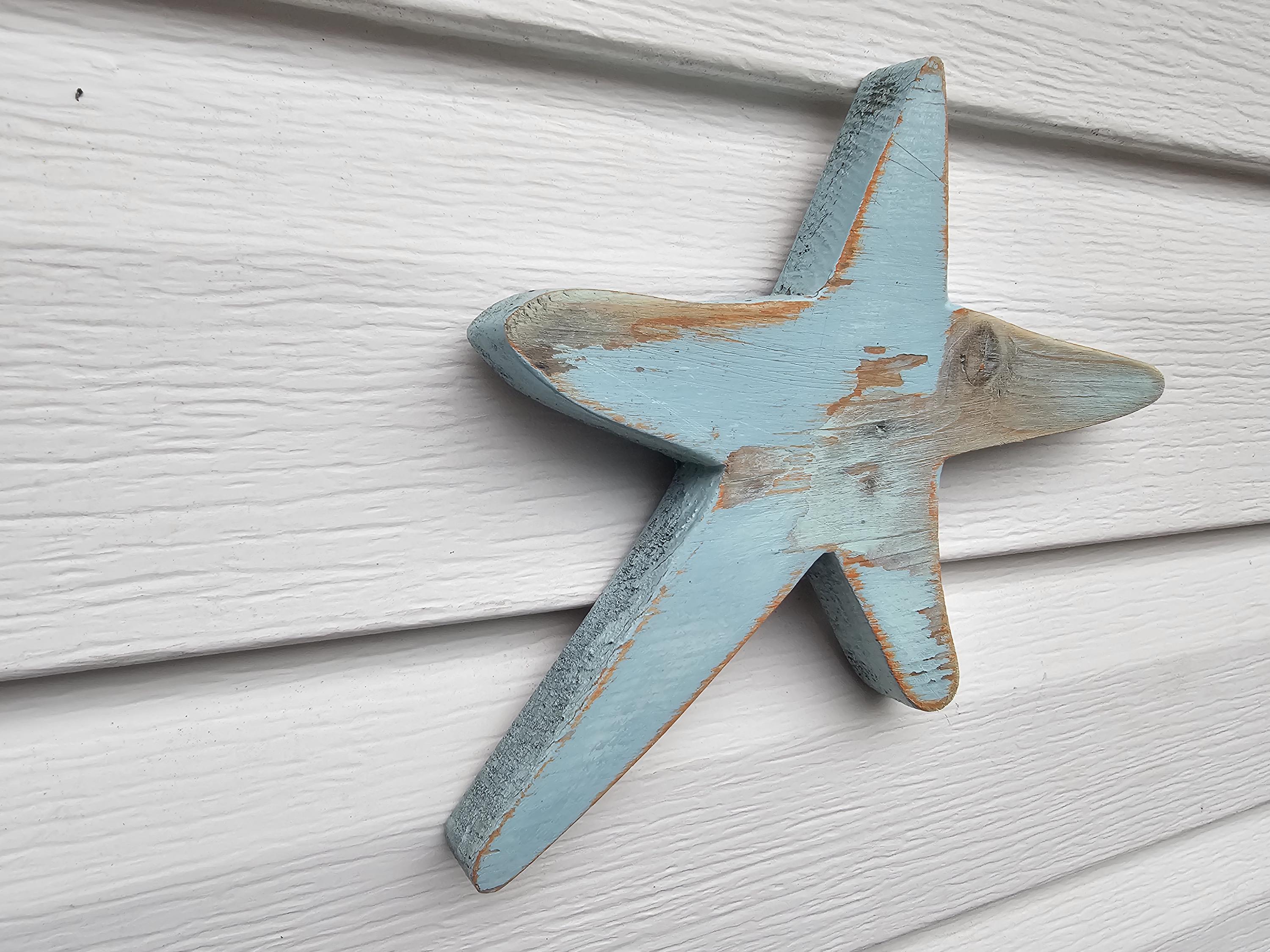 Distressed Wood Starfish Sign Small Wall Art Starfish Sign Beach ...