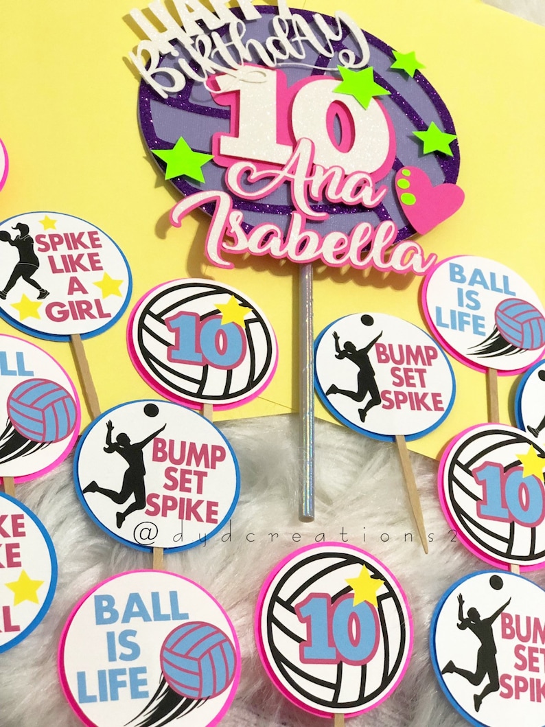 Volleyball Cake Topper Volleyball Cupcake Toppers - Etsy