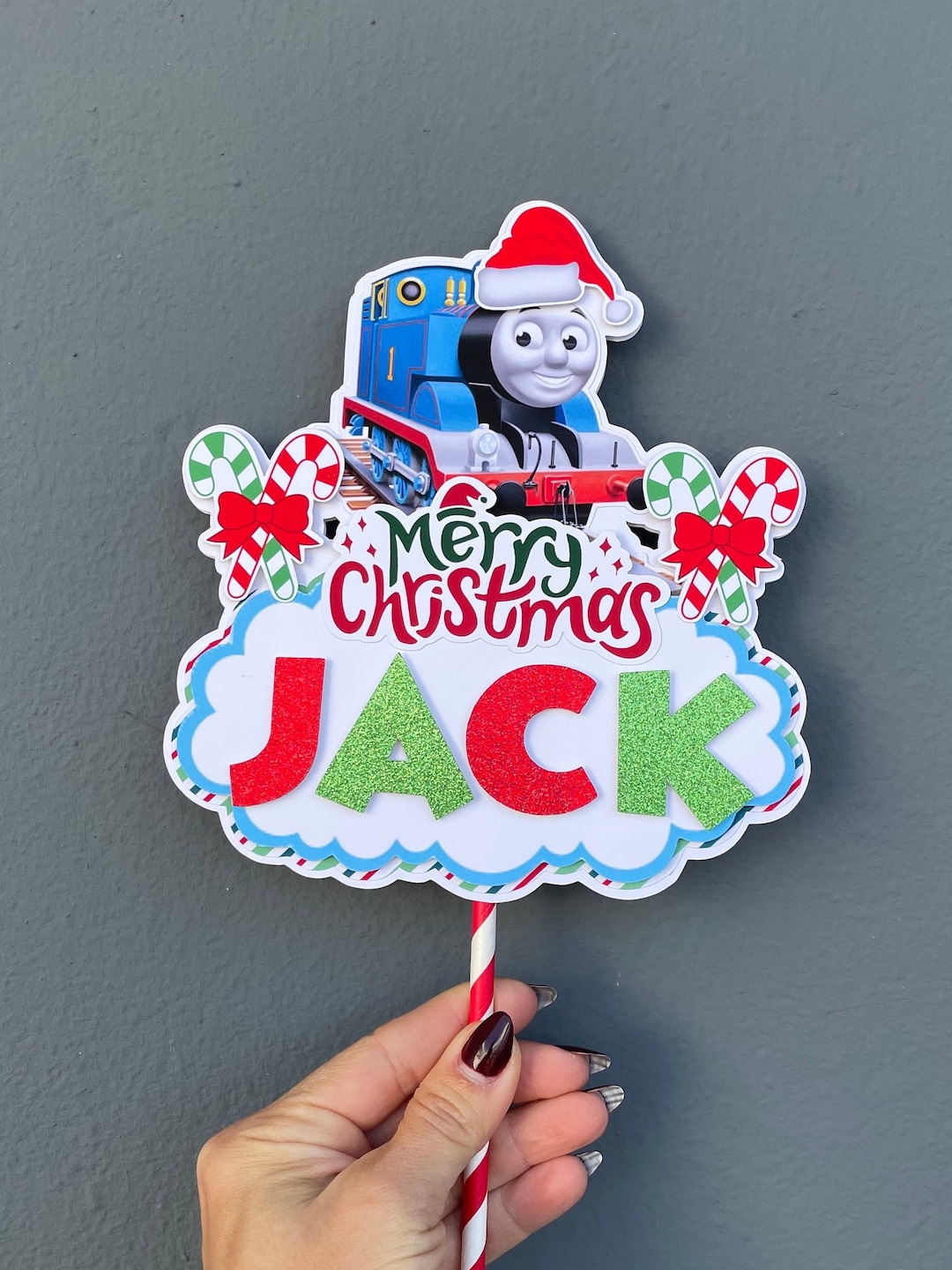 Personalized Thomas the Train Cake Topper , Thomas the Train Christmas ...