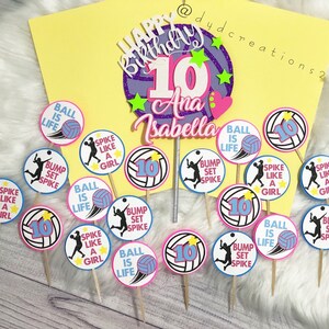 Volleyball Cake Topper || Volleyball Cupcake Toppers || Volleyball Girl ...