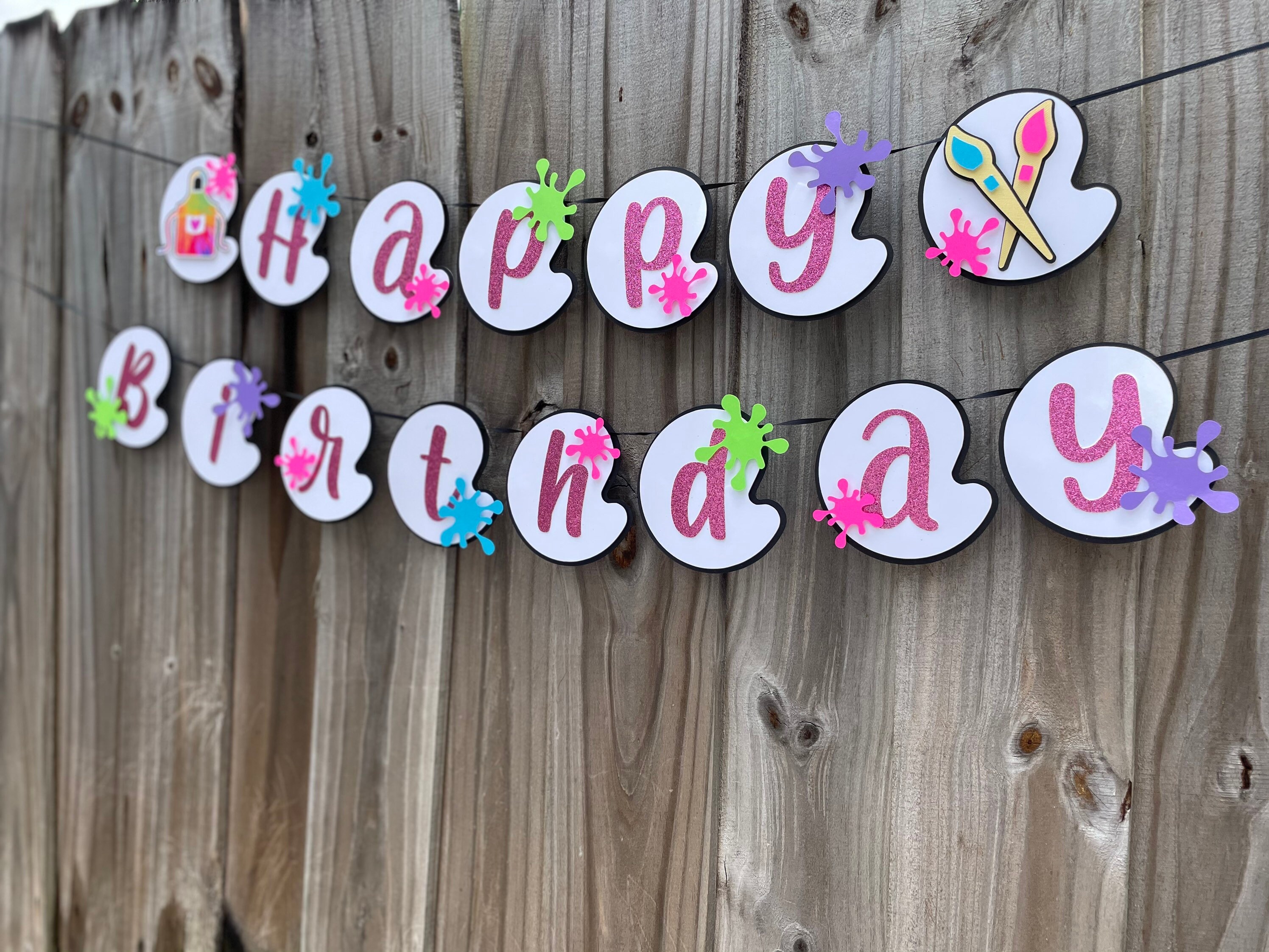 Paint Happy Birthday Banner Painting Party Decor Paint - Etsy