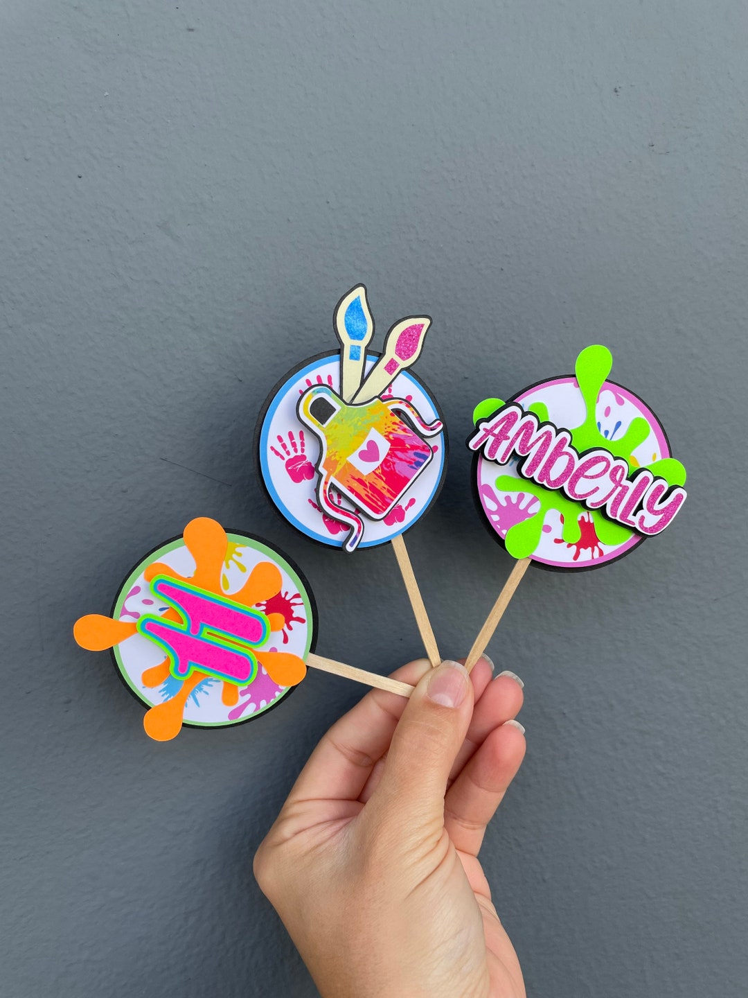 Paint Cupcake Toppers | Paint Shaker Cake Topper | Painting Party Decor ...