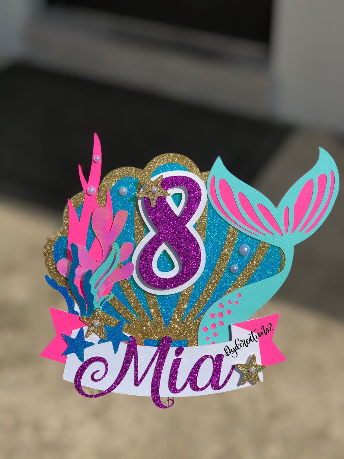 Personalized Mermaid Cake Topper: Glitter Cardstock Party Decor - Etsy