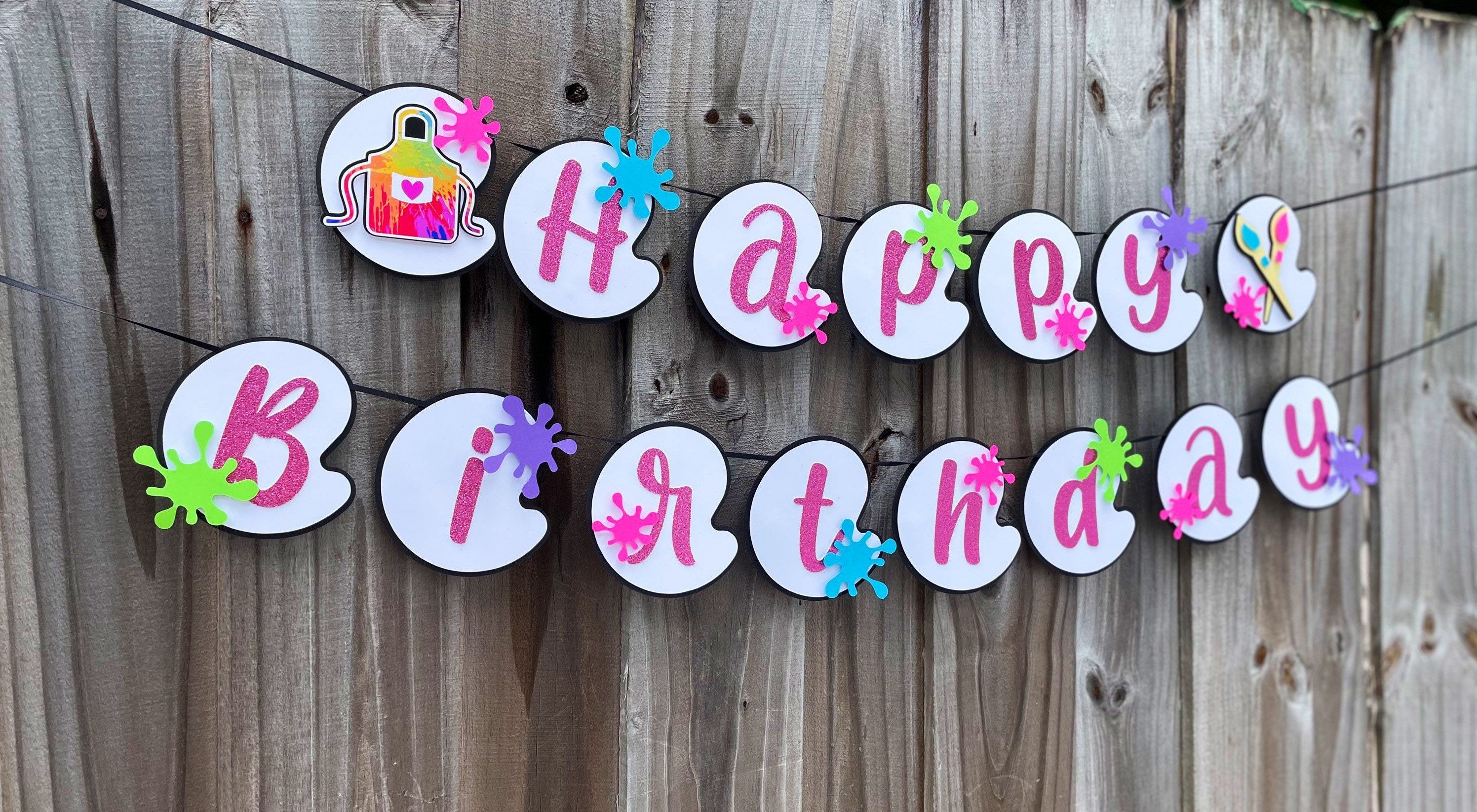Paint Happy Birthday Banner Painting Party Decor Paint - Etsy