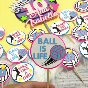 Volleyball Cake Topper || Volleyball Cupcake Toppers || Volleyball Girl ...