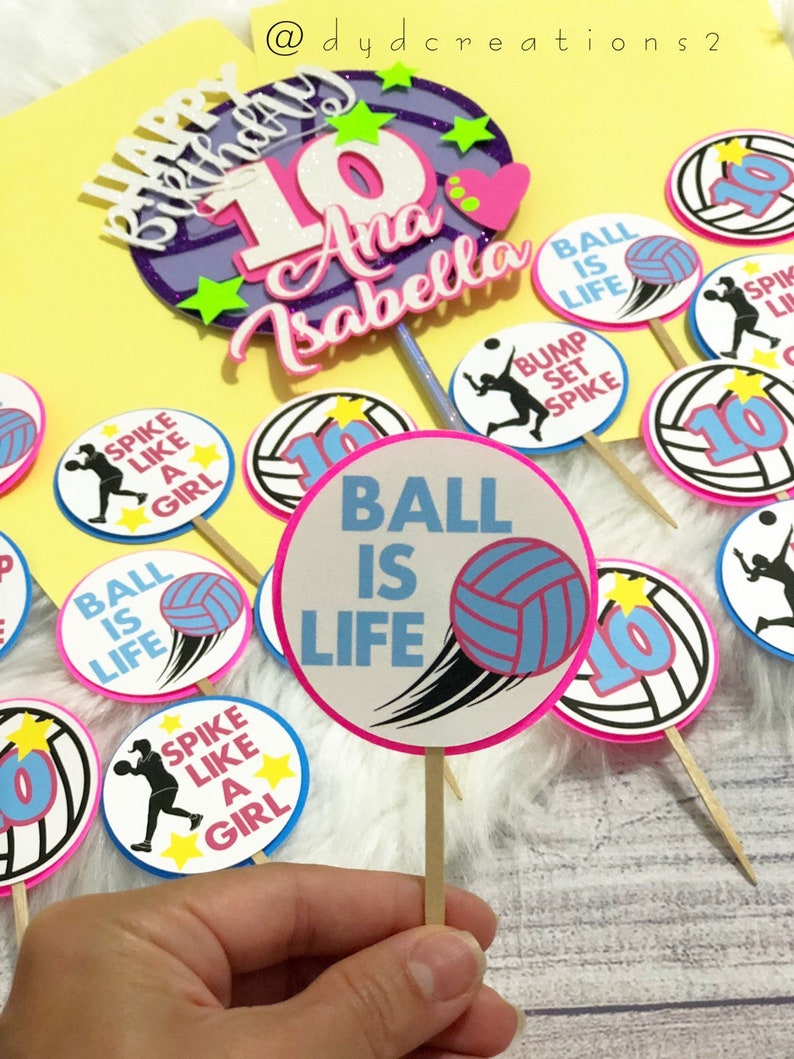 Volleyball Cake Topper Volleyball Cupcake Toppers - Etsy