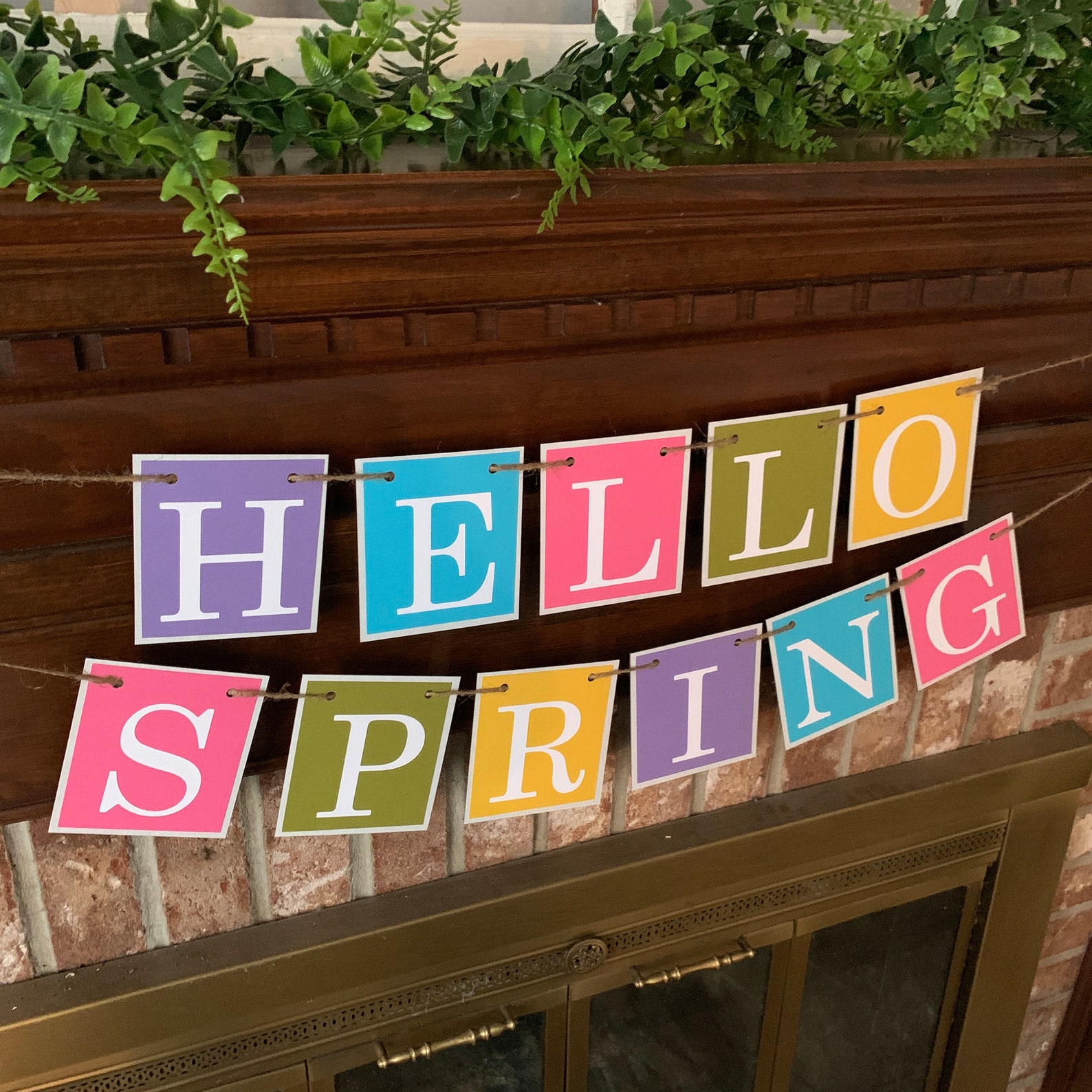 Hello Spring Banner Bunting Garland Sign Colorful Pastel Home - Etsy