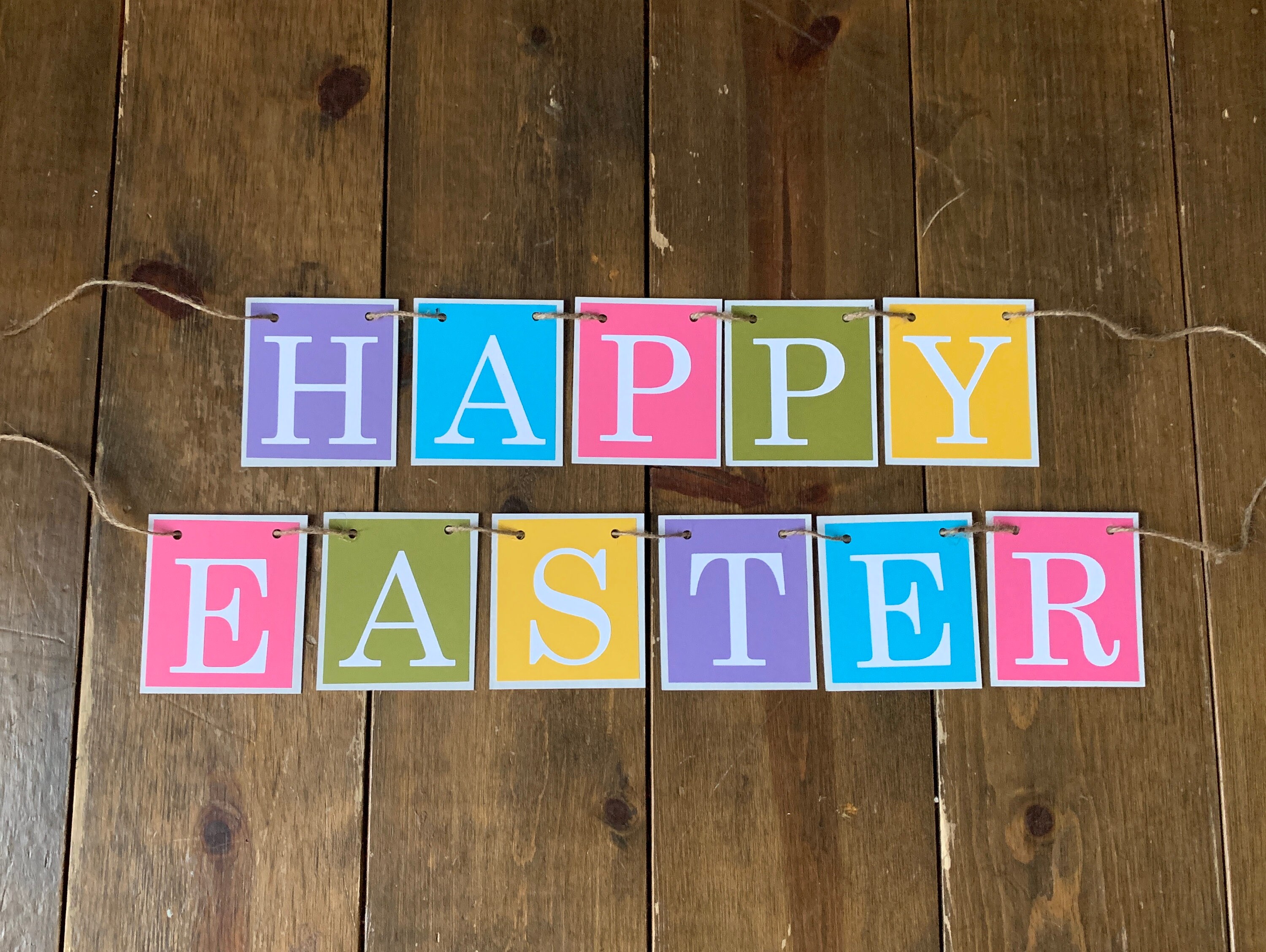 Happy Easter Banner Colorful Farmhouse Farm House Garland | Etsy