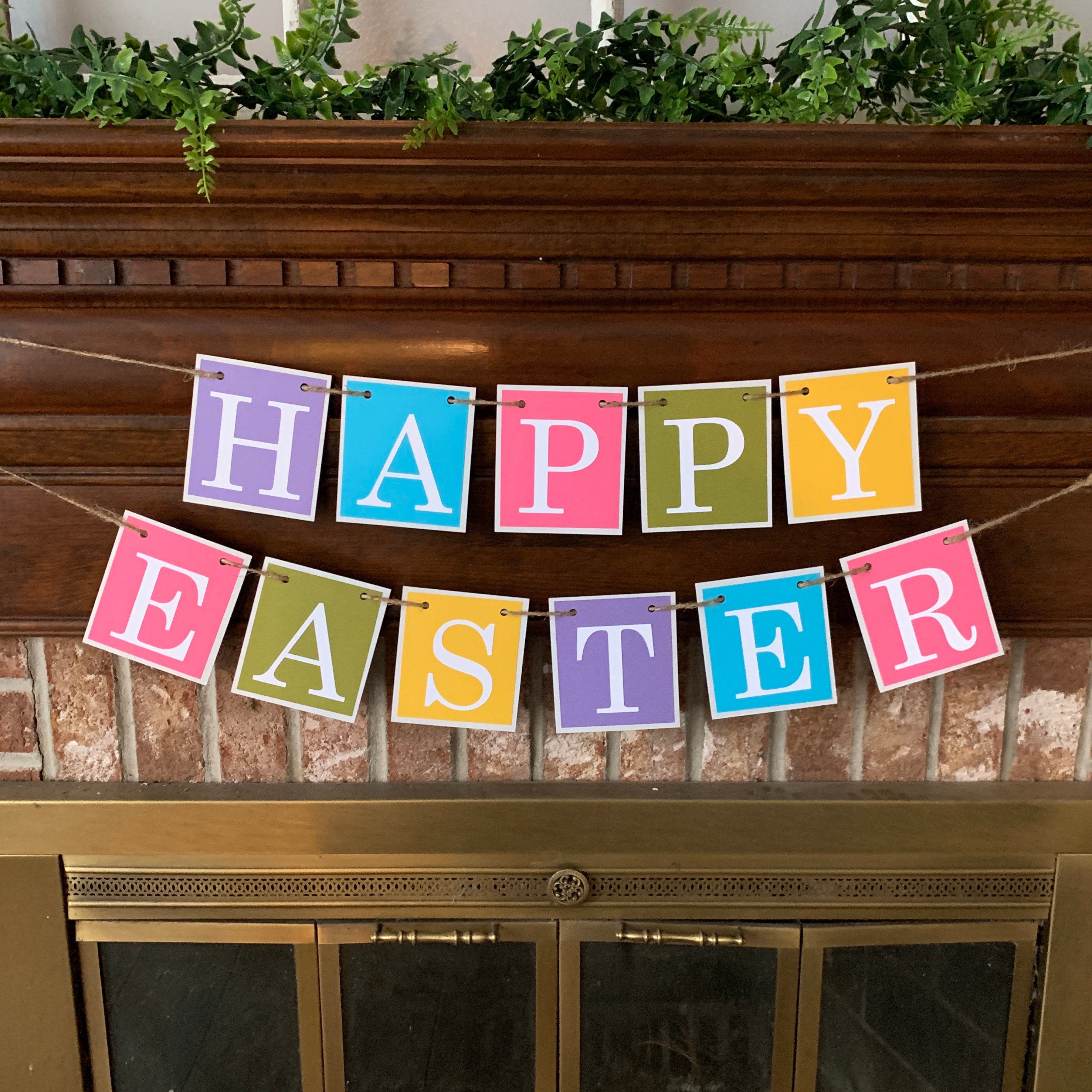 Happy Easter Banner Colorful Farmhouse Farm House Garland | Etsy