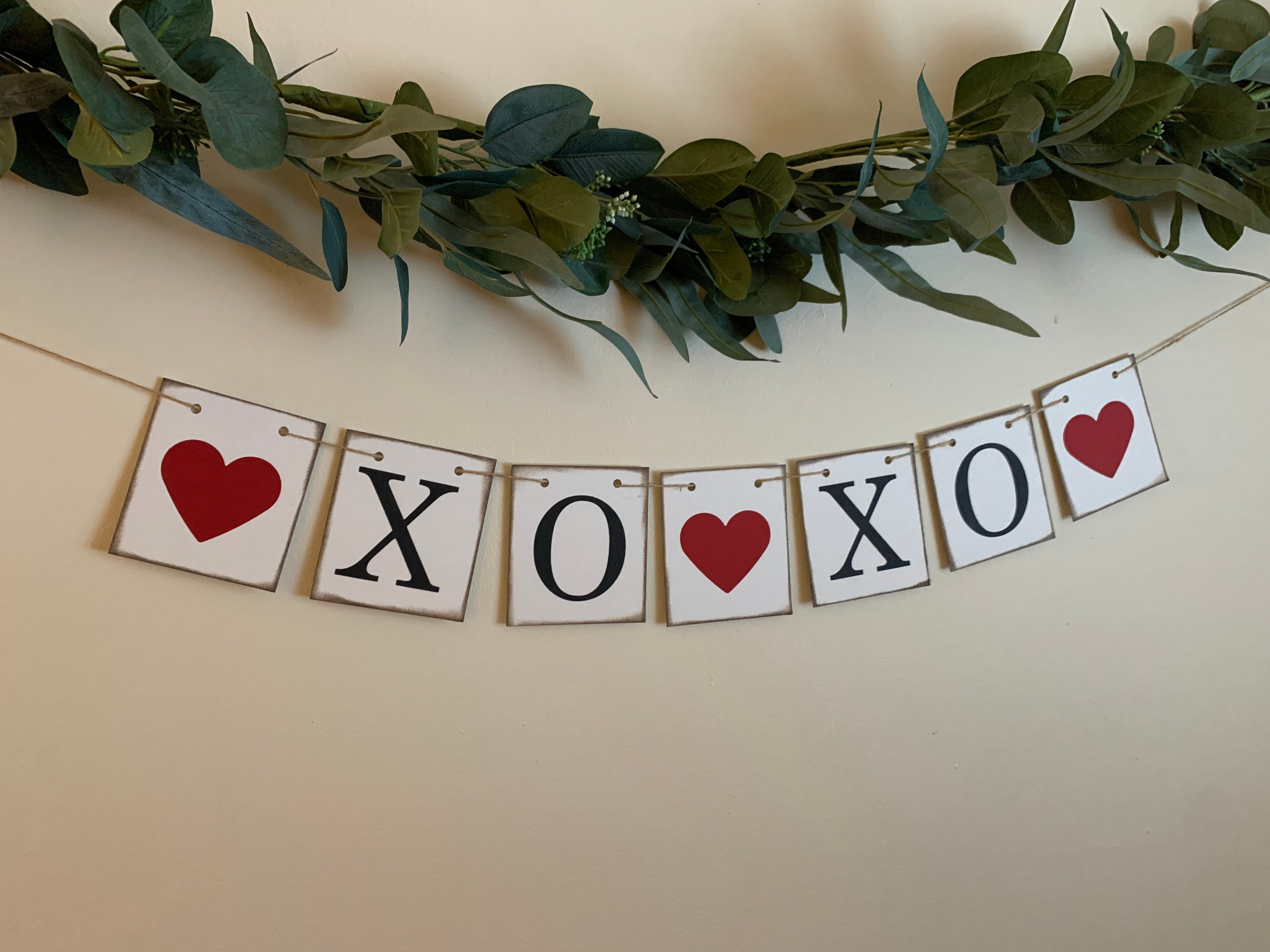 XO XO Valentine's Day Banner Garland Bunting Farmhouse - Etsy
