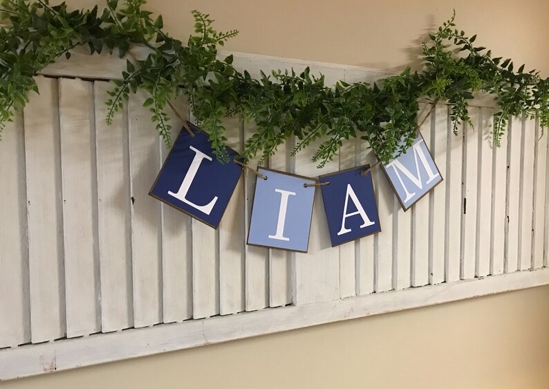 Baby Boy Personalized Name Banner Distressed Farmhouse Shower Nursery ...