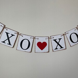XO XO Valentine's Day Banner Garland Bunting Farmhouse Decor Red and ...