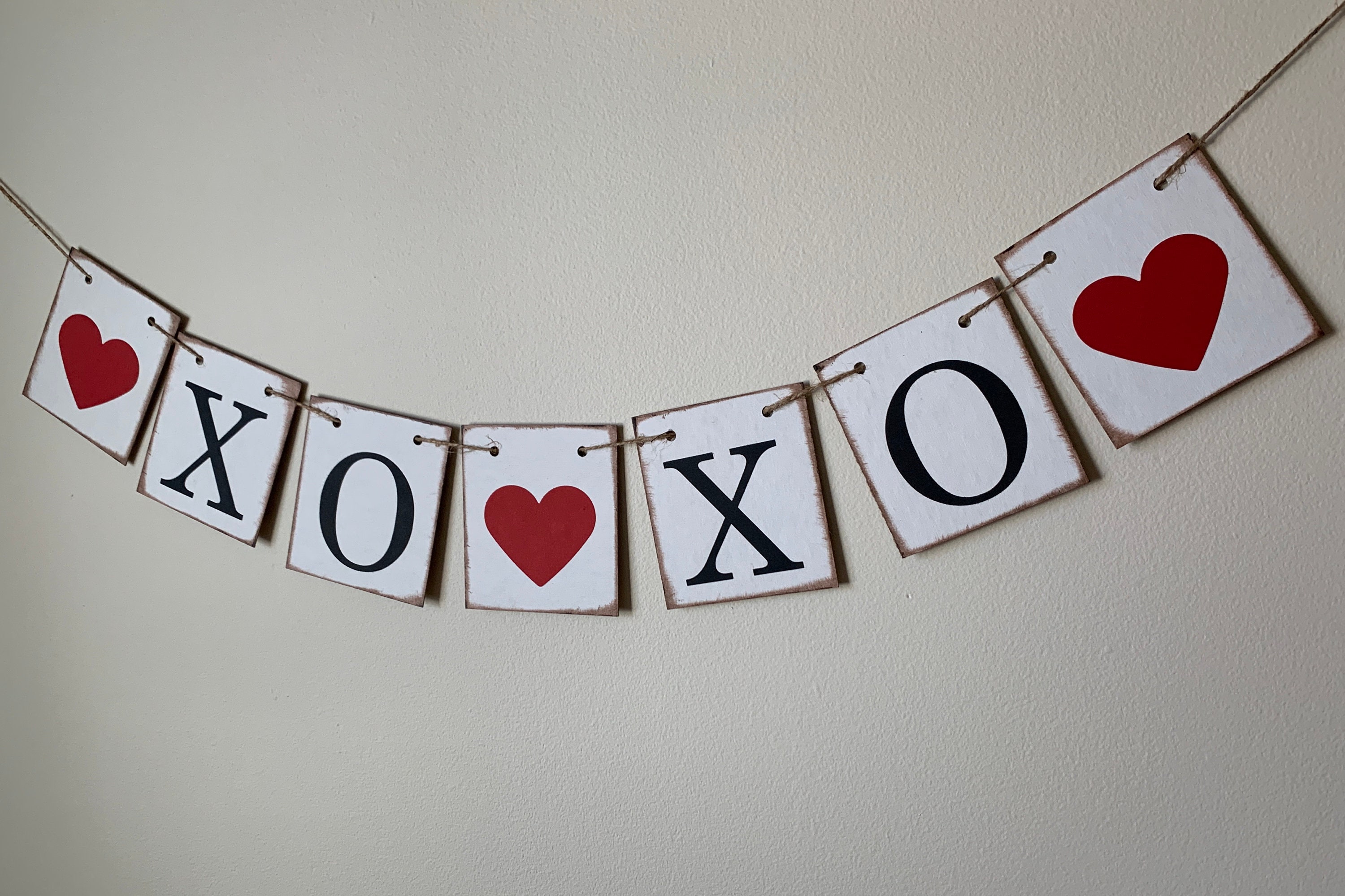 XO XO Valentine's Day Banner Garland Bunting Farmhouse | Etsy