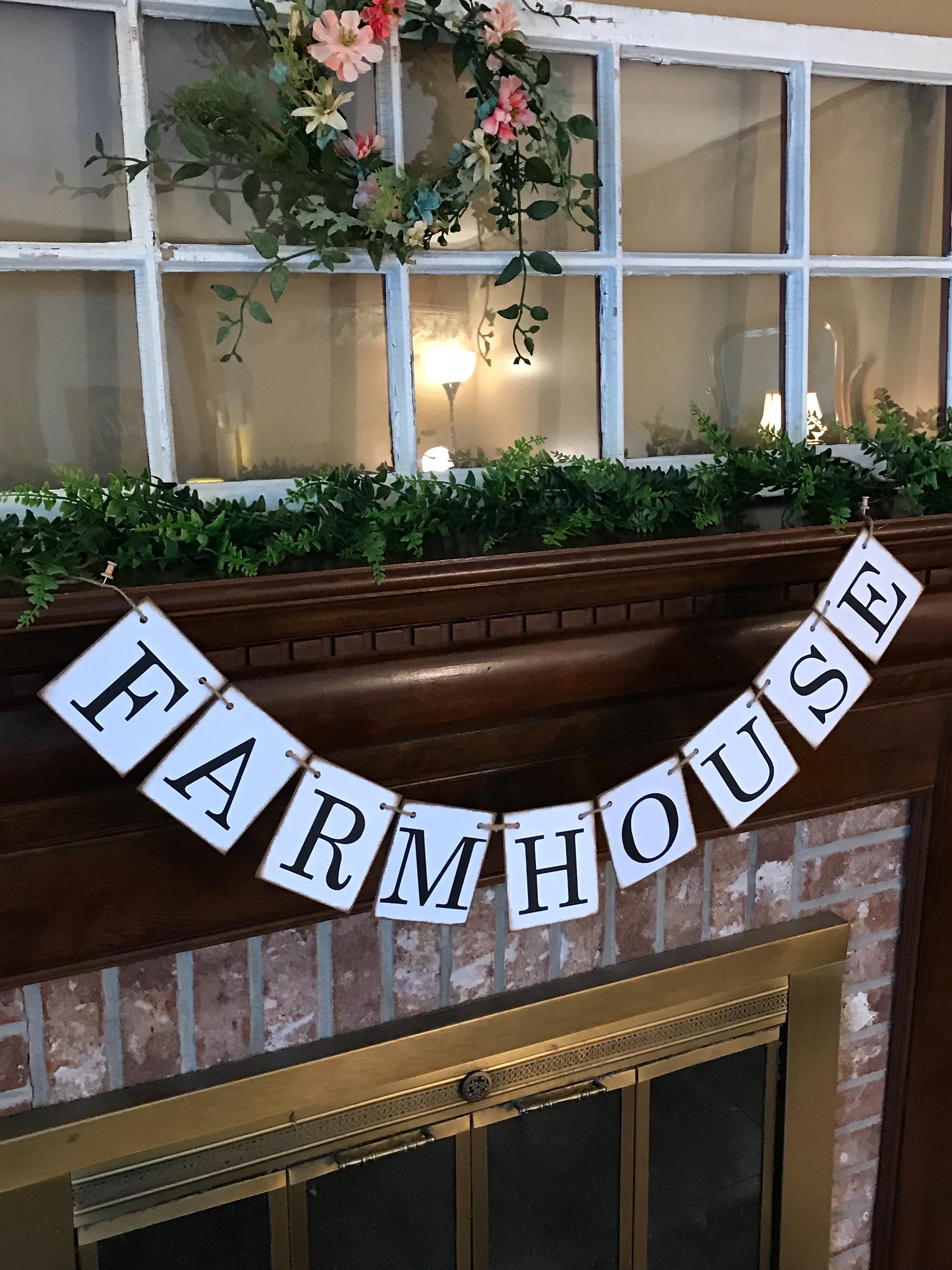 Farmhouse Distressed Chip Board Banner Garland Bunting Sign | Etsy