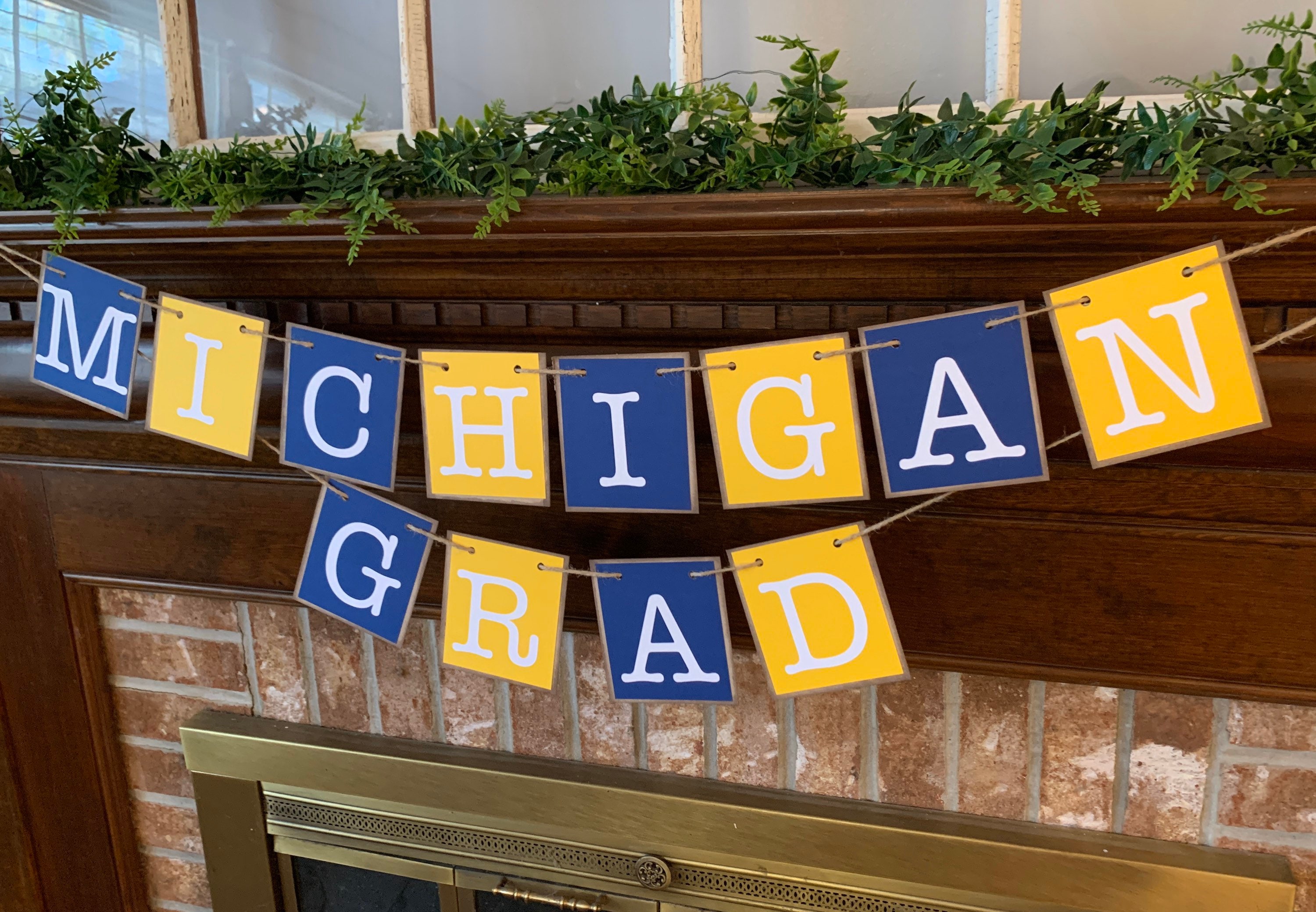 Michigan Grad Banner Garland Graduate Sign Distressed | Etsy