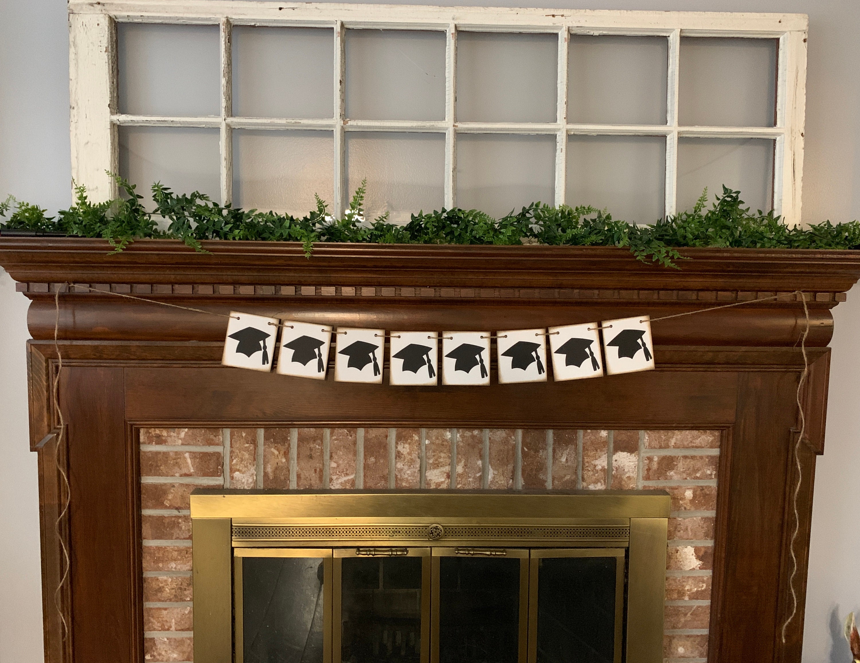 Graduation Banner Grad Caps Farmhouse Farm House Decor Black | Etsy