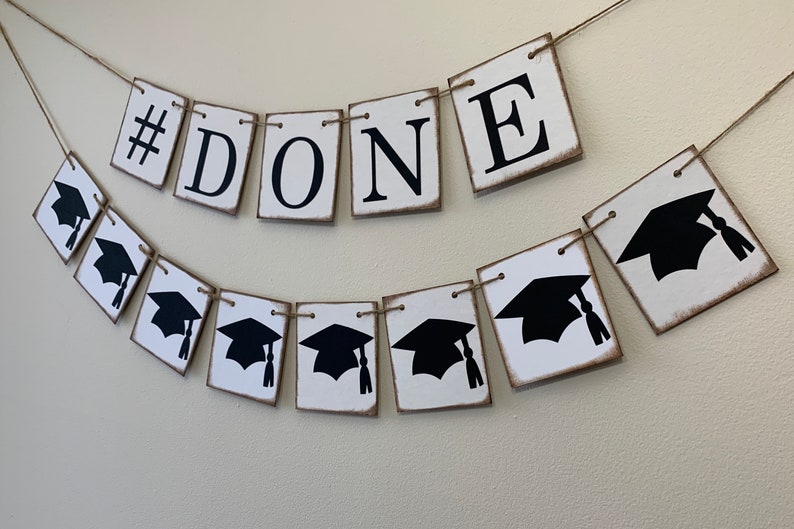 Graduation Banner Farmhouse Done Hashtag Grad Party Sign | Etsy