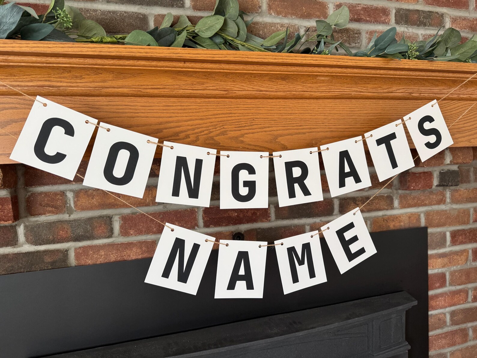 Personalized Graduation Banner | Black and White Congrats [name] - Etsy