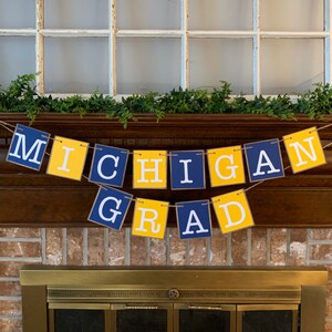 Michigan Grad Banner Garland Graduate Sign Distressed Farmhouse ...