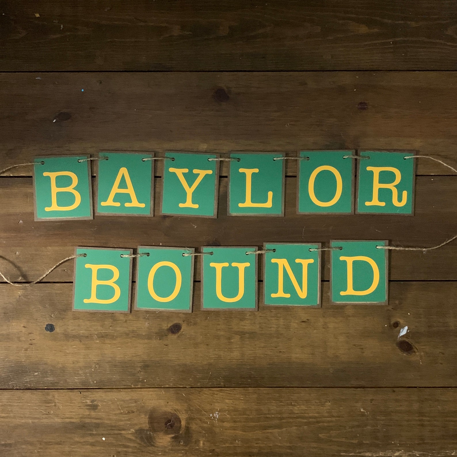 Baylor Bound Banner Garland Bunting Sign Distressed Farmhouse | Etsy