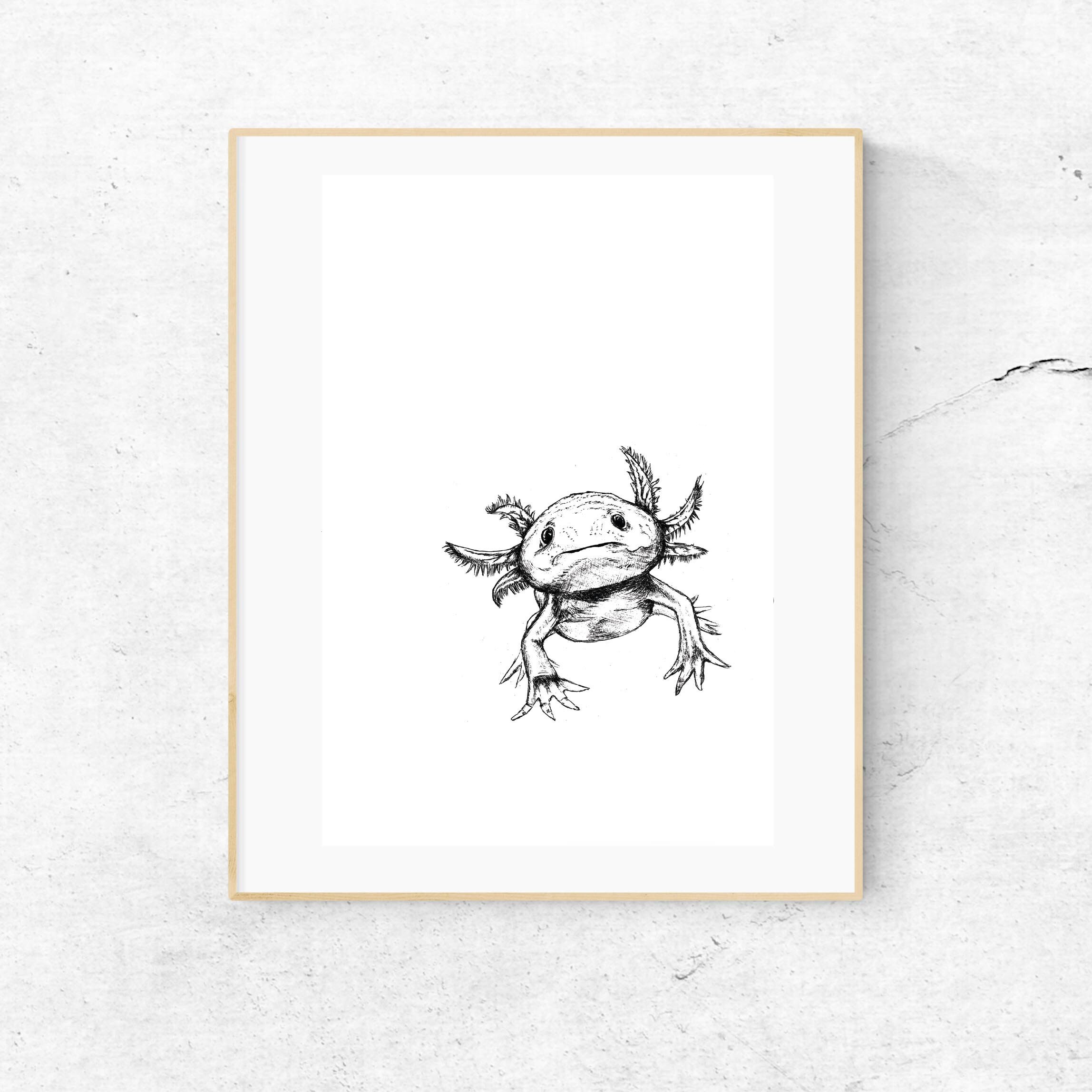 Axolotl Illustration. Cute Axolotls Print. Axolotle Nursery Art Print ...