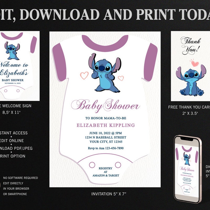 Stitch Baby Shower Invitation - Etsy