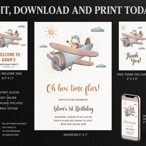 Airplane Birthday Invitation, Flying Birthday, Boy Birthday Invite ...