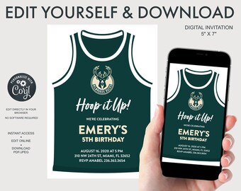 Milwaukee Bucks Birthday Invitation | Etsy