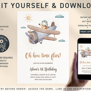Airplane Birthday Invitation Flying Birthday Boy Birthday - Etsy