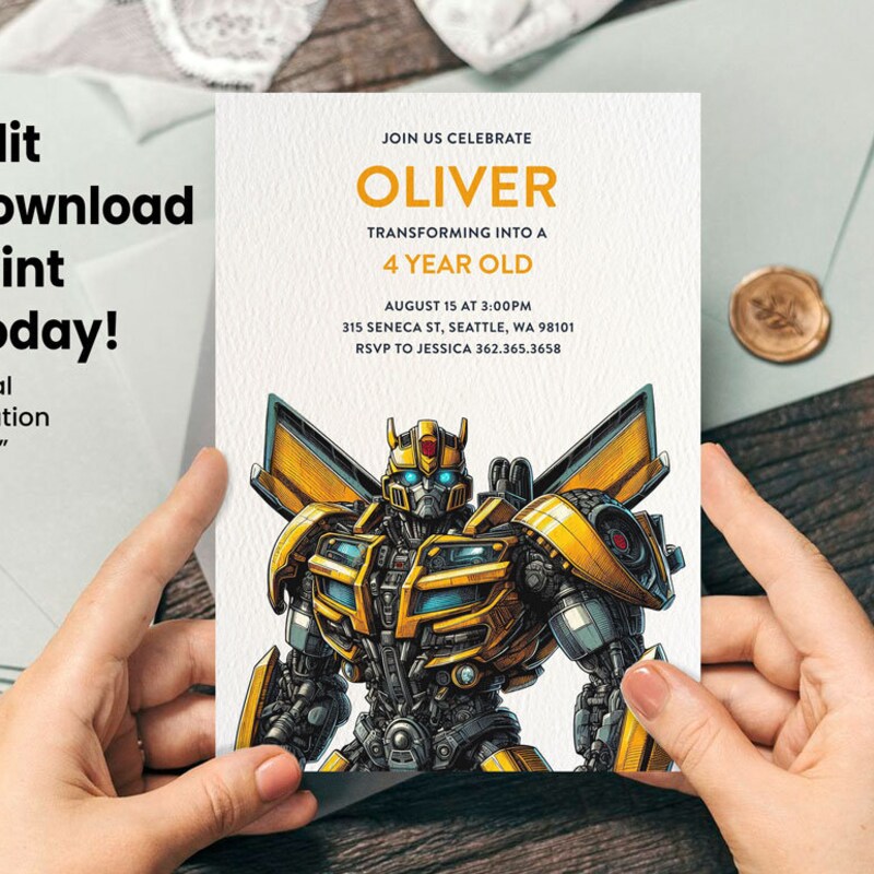 Transformers Birthday Invitation - Etsy