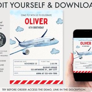 Flying Birthday Party Invitation Airplane Birthday - Etsy